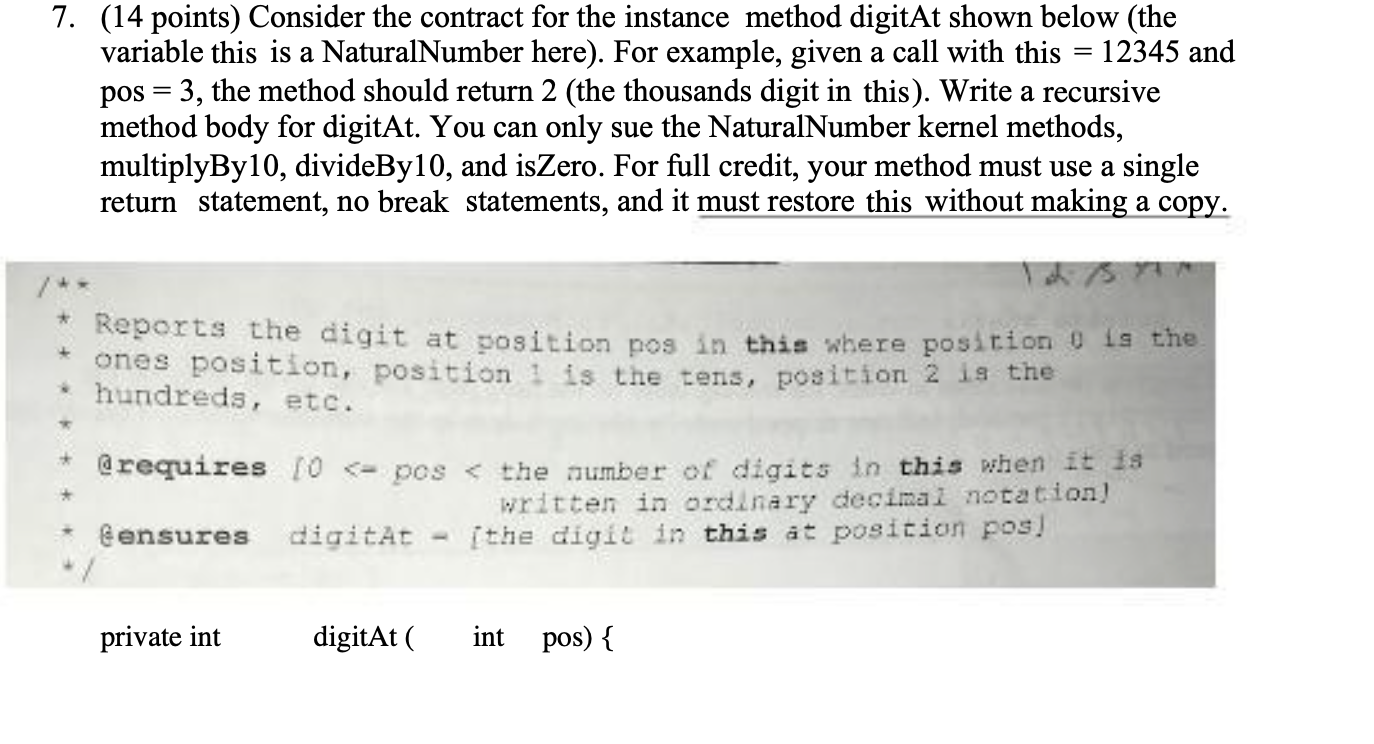 Solved 7. (14 points) Consider the contract for the instance | Chegg.com