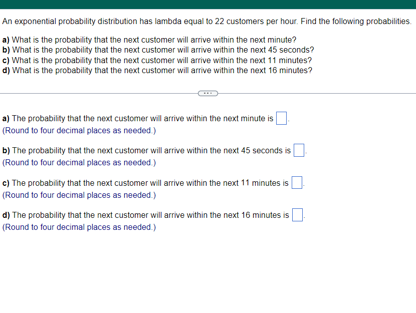 Solved An exponential probability distribution has lambda | Chegg.com