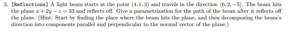 Solved 3. [Reflections] A light beam starts at the point | Chegg.com