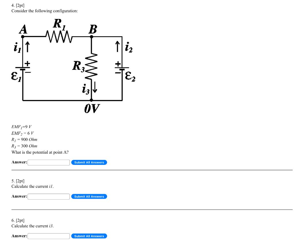 Solved 4. [2pt] Consider the following configuration: EMF1=9 | Chegg.com