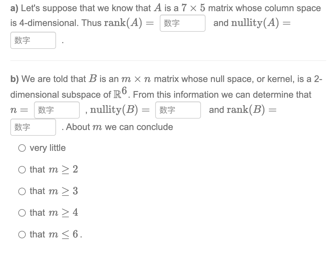 Solved a) Let's suppose that we know that A is a 7 x 5 | Chegg.com