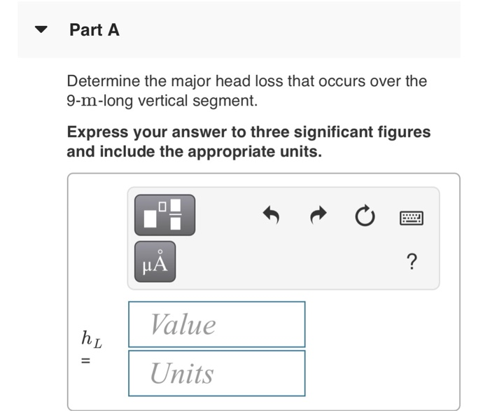 Solved Part A Determine the major head loss that occurs | Chegg.com