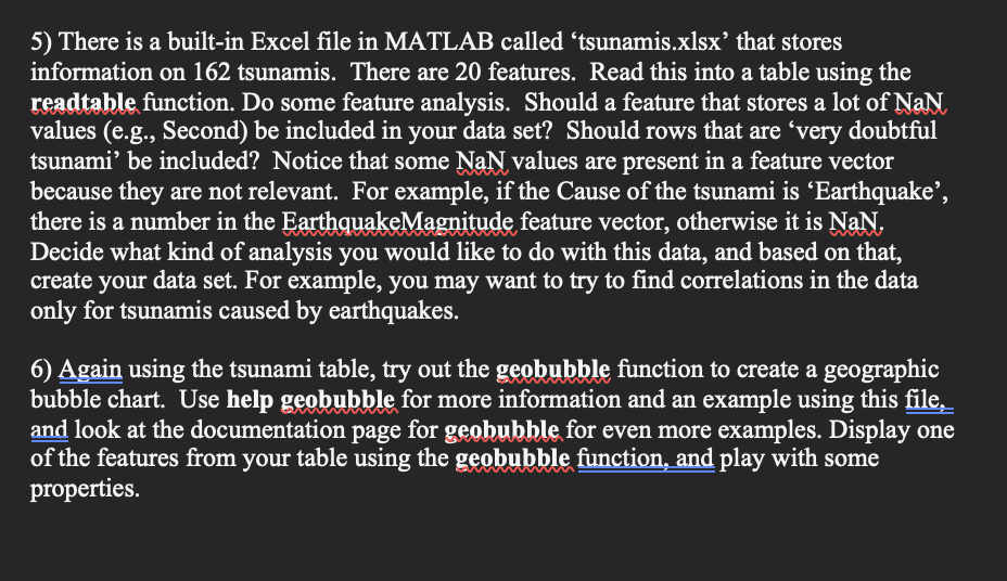 5 There Is A Built In Excel File In Matlab Called 