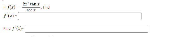 Solved If f(2) 5x(sin x + cos x), find f'(x) = 5x cos(x) - | Chegg.com