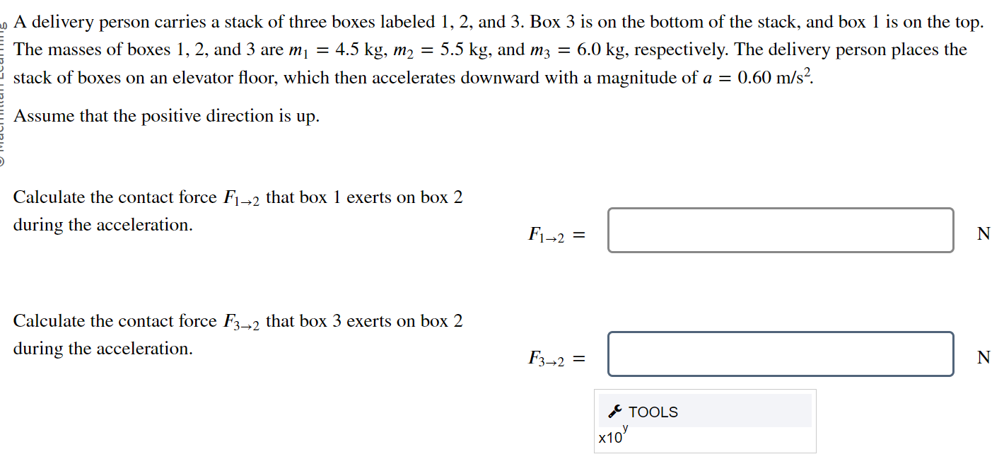 Solved A delivery person carries a stack of three boxes | Chegg.com