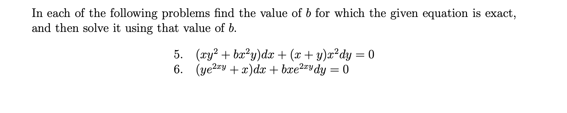 Solved In each of the following problems find the value of b | Chegg.com