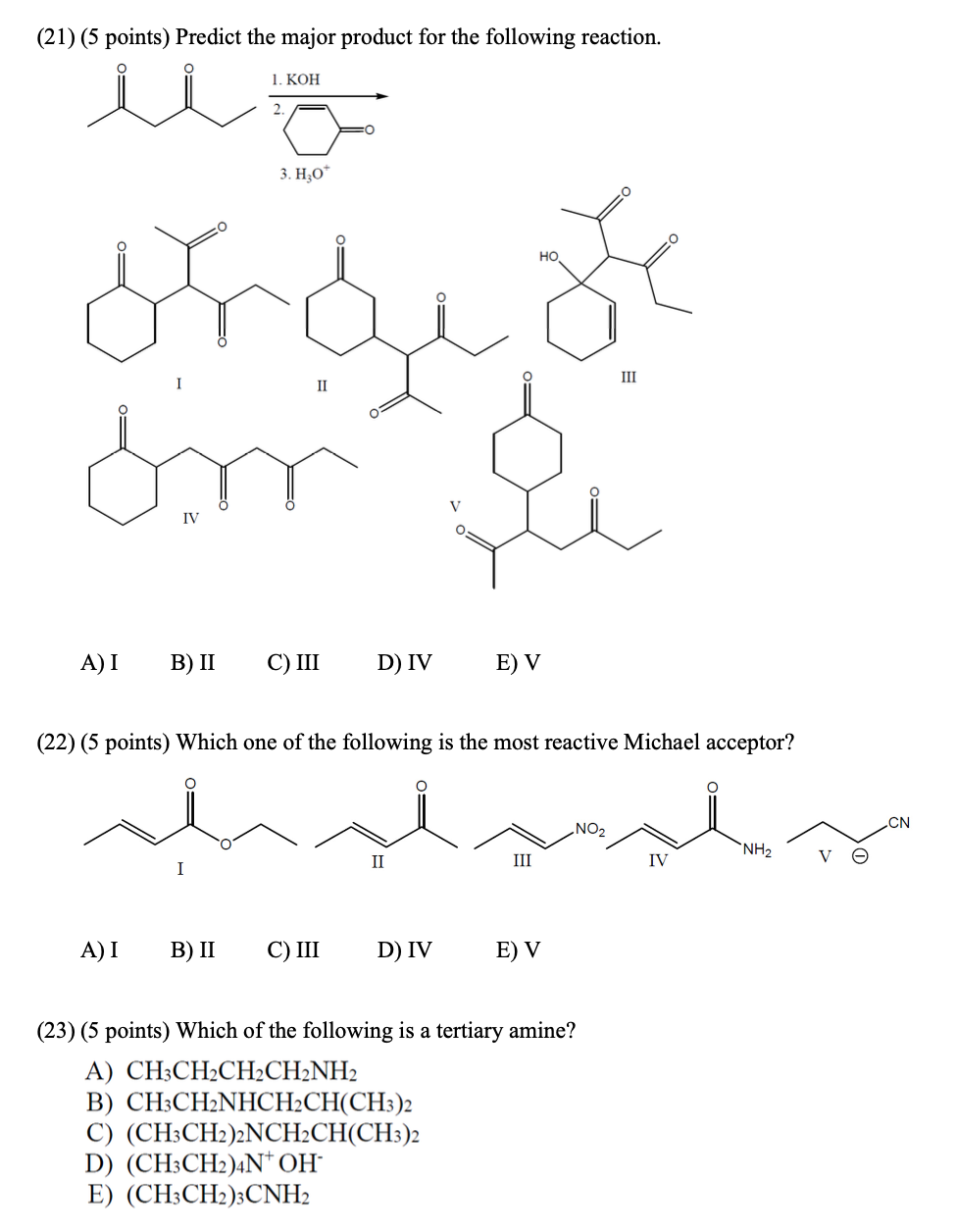 Solved (21) (5 points) Predict the major product for the | Chegg.com