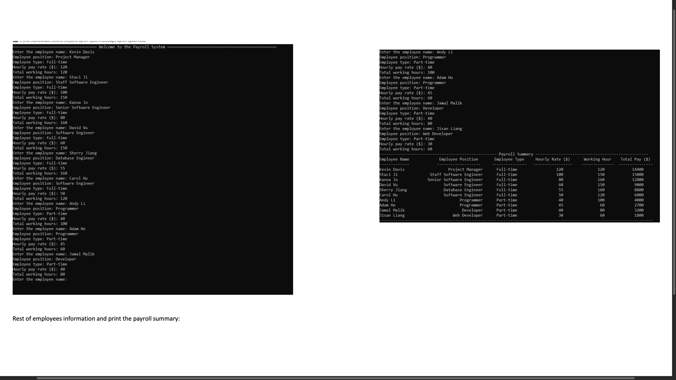 Solved Employee payroll system in C++ language You have an | Chegg.com