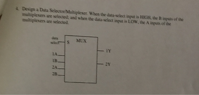 Solved Design A Data Selectormultiplexer When The