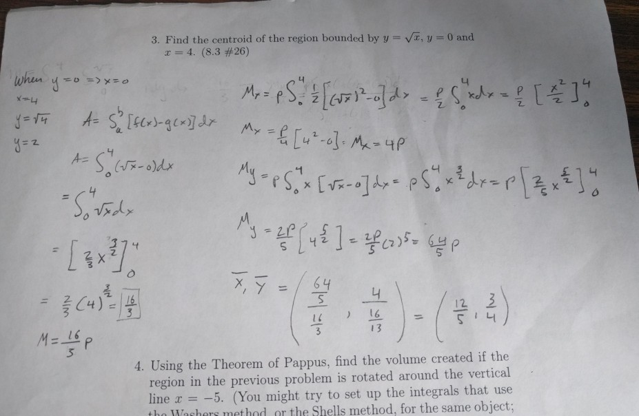 Solved 4. Using the Theorem of Pappus, find the volume | Chegg.com