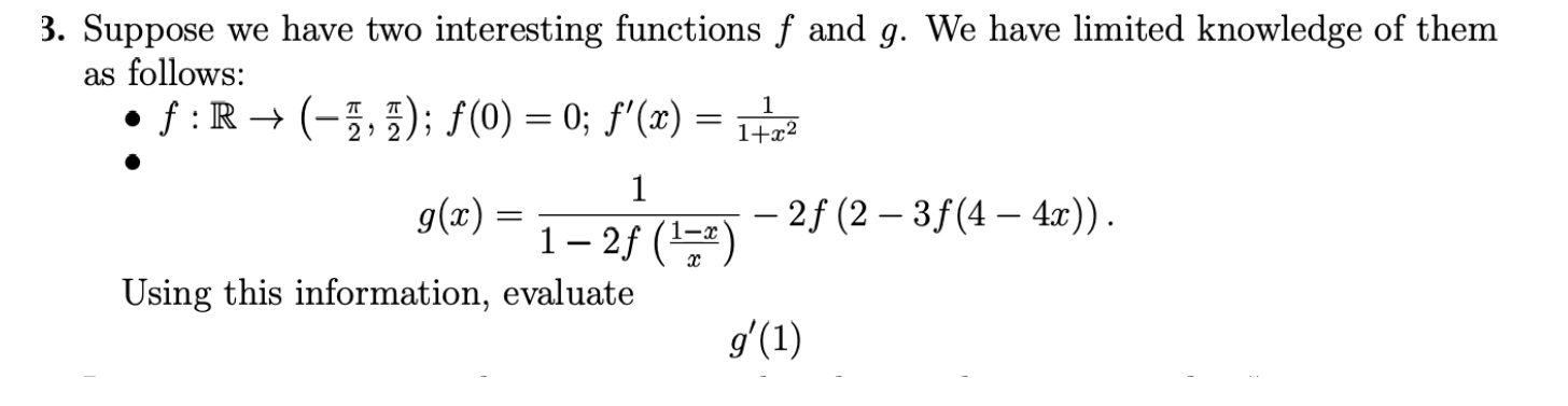 Solved Suppose we have two interesting functions f and g. We | Chegg.com