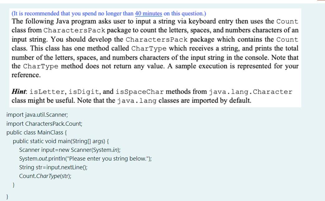 Solved (It is recommended that you spend no longer than 40 | Chegg.com