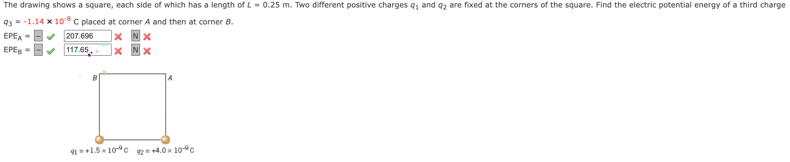Solved The drawing shows a square, each side of which has a | Chegg.com