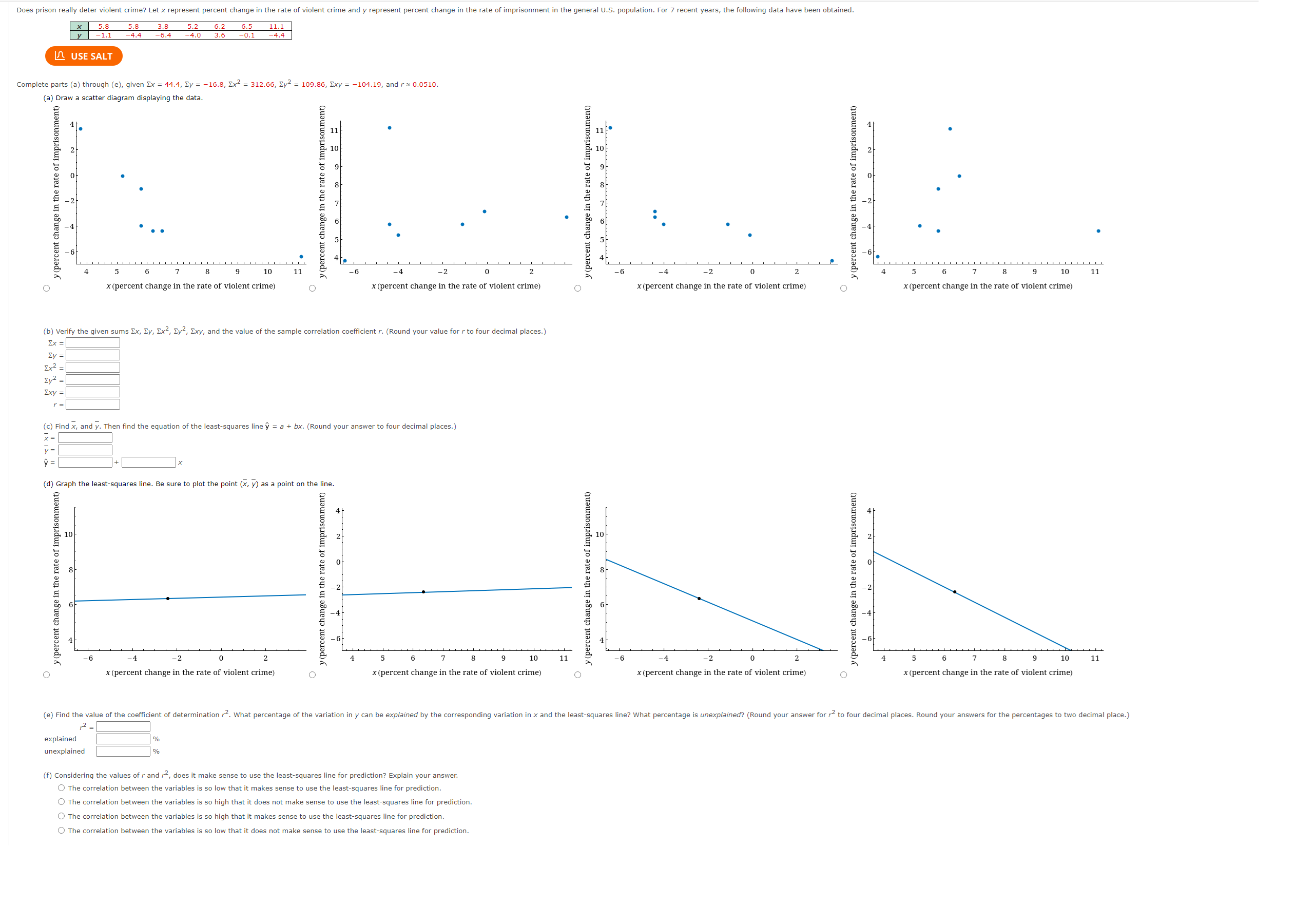 Solved ₪ ﻿USE SALTComplete parts (a) ﻿throuqh (e), ﻿qiven | Chegg.com