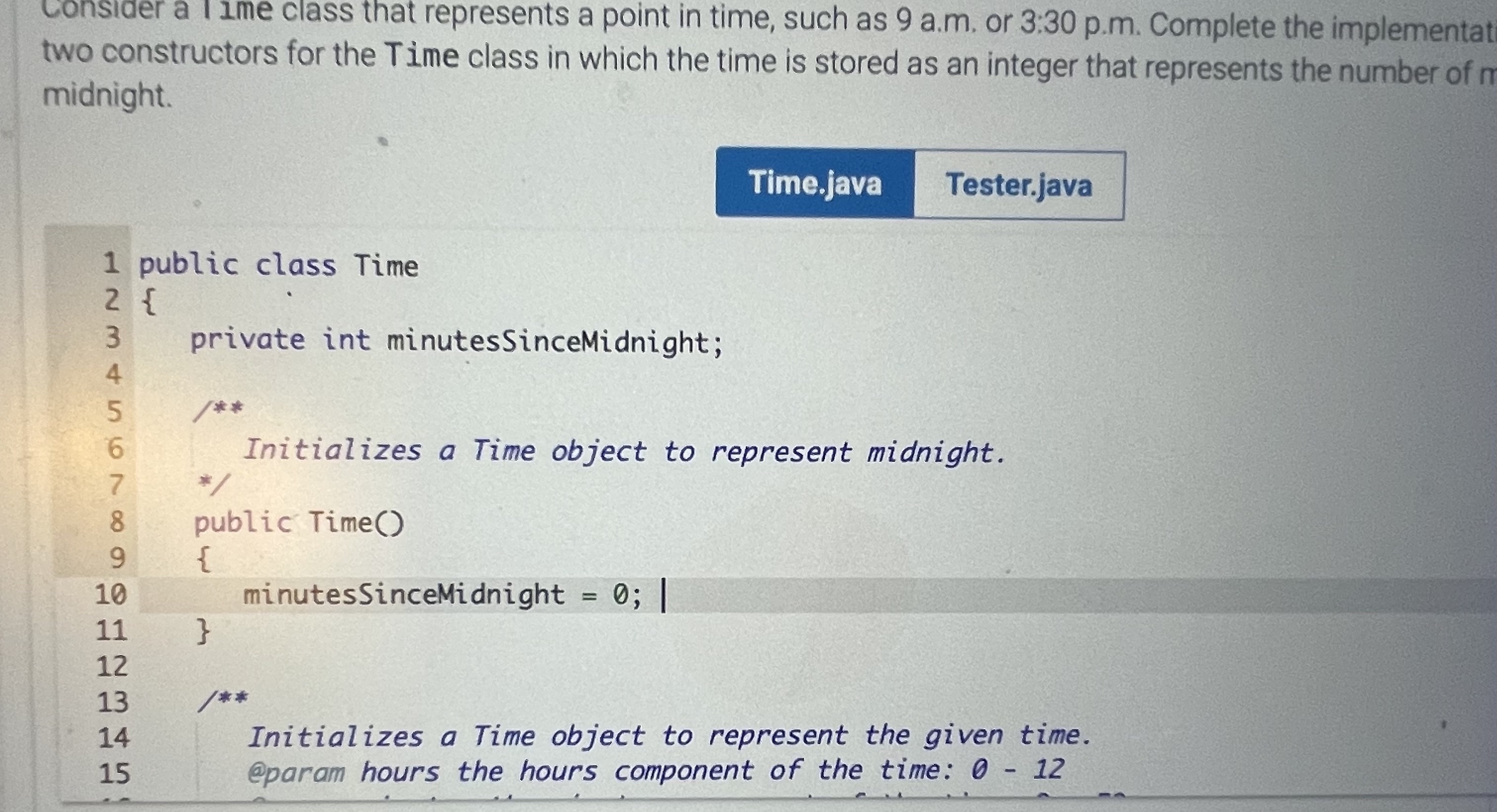 Solved Consider a I Ime class that represents a point in | Chegg.com