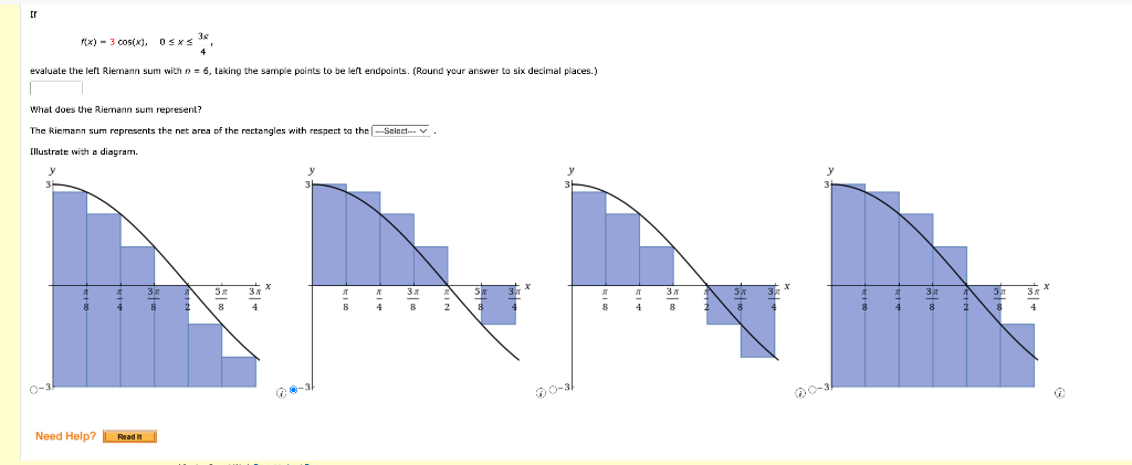Solved IN f(x) - 3 COS(X), OSXS 3 4 evaluate the left | Chegg.com