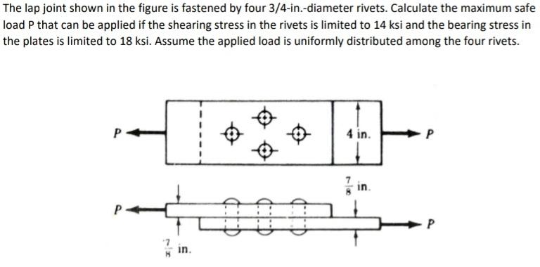 Solved The lap joint shown in the figure is fastened by four | Chegg.com