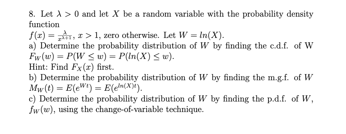 Solved Let \\\\lambda >0 and let x be a random variable with | Chegg.com