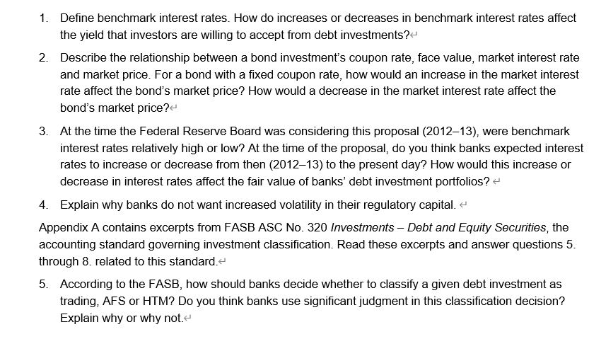 Solved 1. Define benchmark interest rates. How do increases | Chegg.com