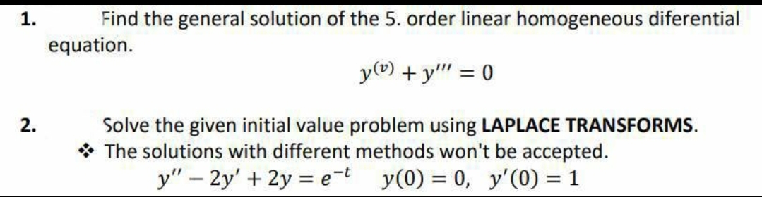 Solved 1. Find the general solution of the 5. order linear | Chegg.com
