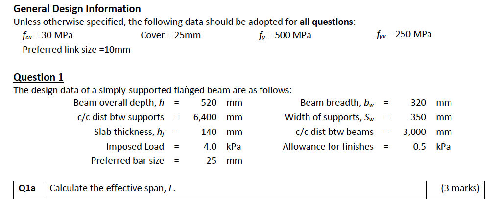 Solved b) Calculate the effective depth, d c) Calculate the | Chegg.com