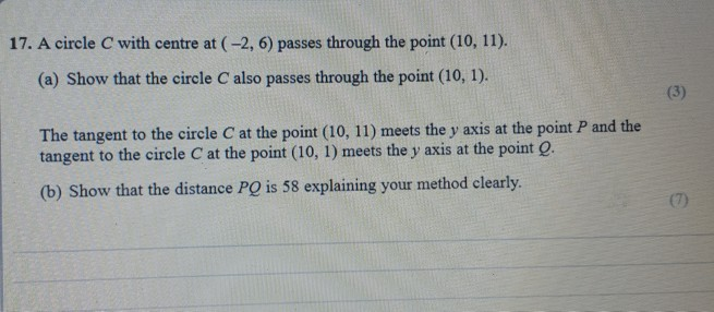 Solved 17. A circle C with centre at (-2, 6) passes through | Chegg.com