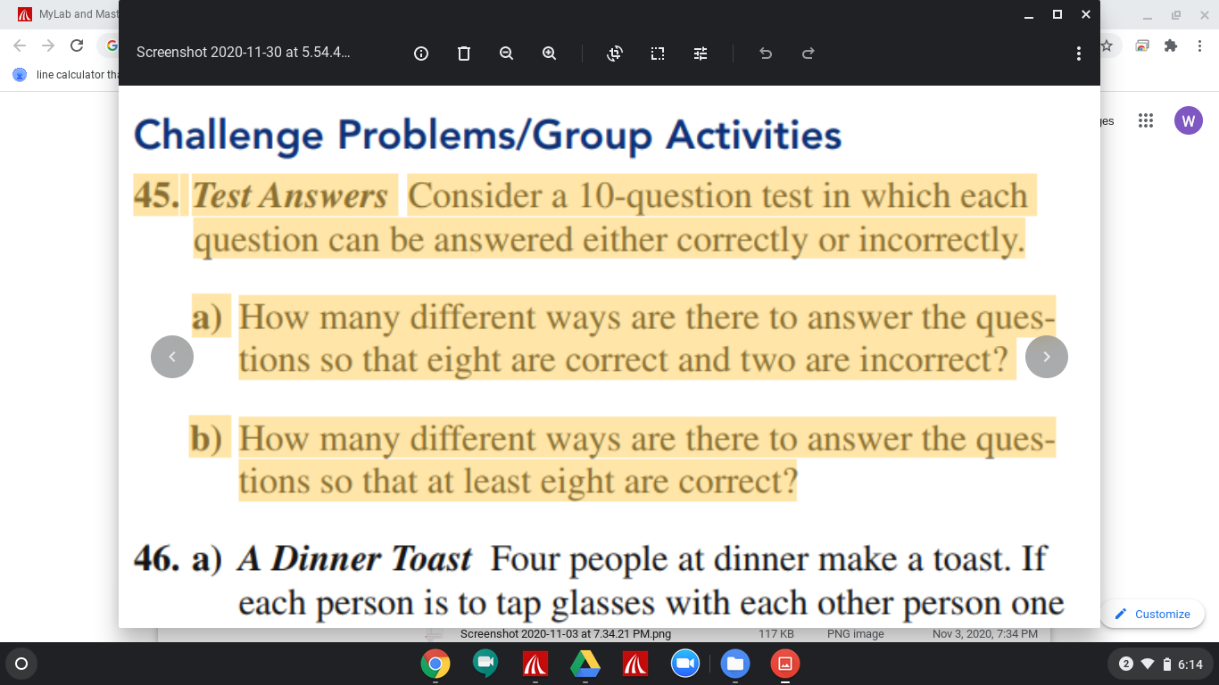 Solved MyLab and Mast - O X с G Screenshot 2020-11-30 at | Chegg.com