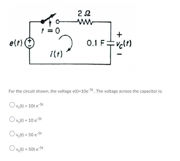 Solved 22 0 + elt) 0.1 Fucit) For the circuit shown, the | Chegg.com