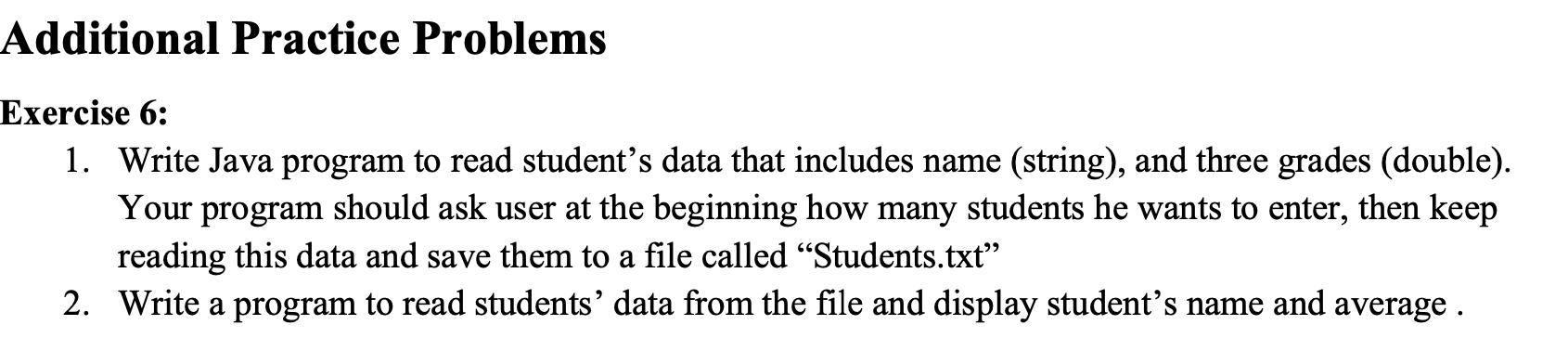 Solved Additional Practice Problems Exercise 6 1 Write