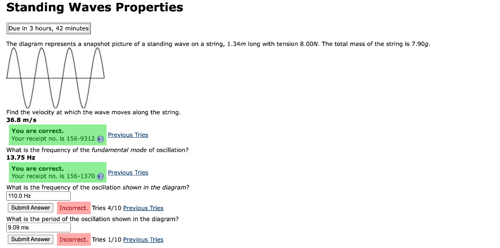 Solved Standing Waves Properties Find the velocity at which | Chegg.com