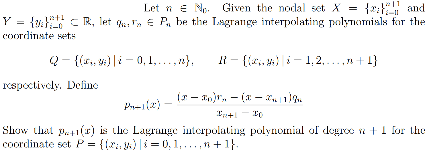 Solved Let n∈N0. Given the nodal set X={xi}i=0n+1 and | Chegg.com