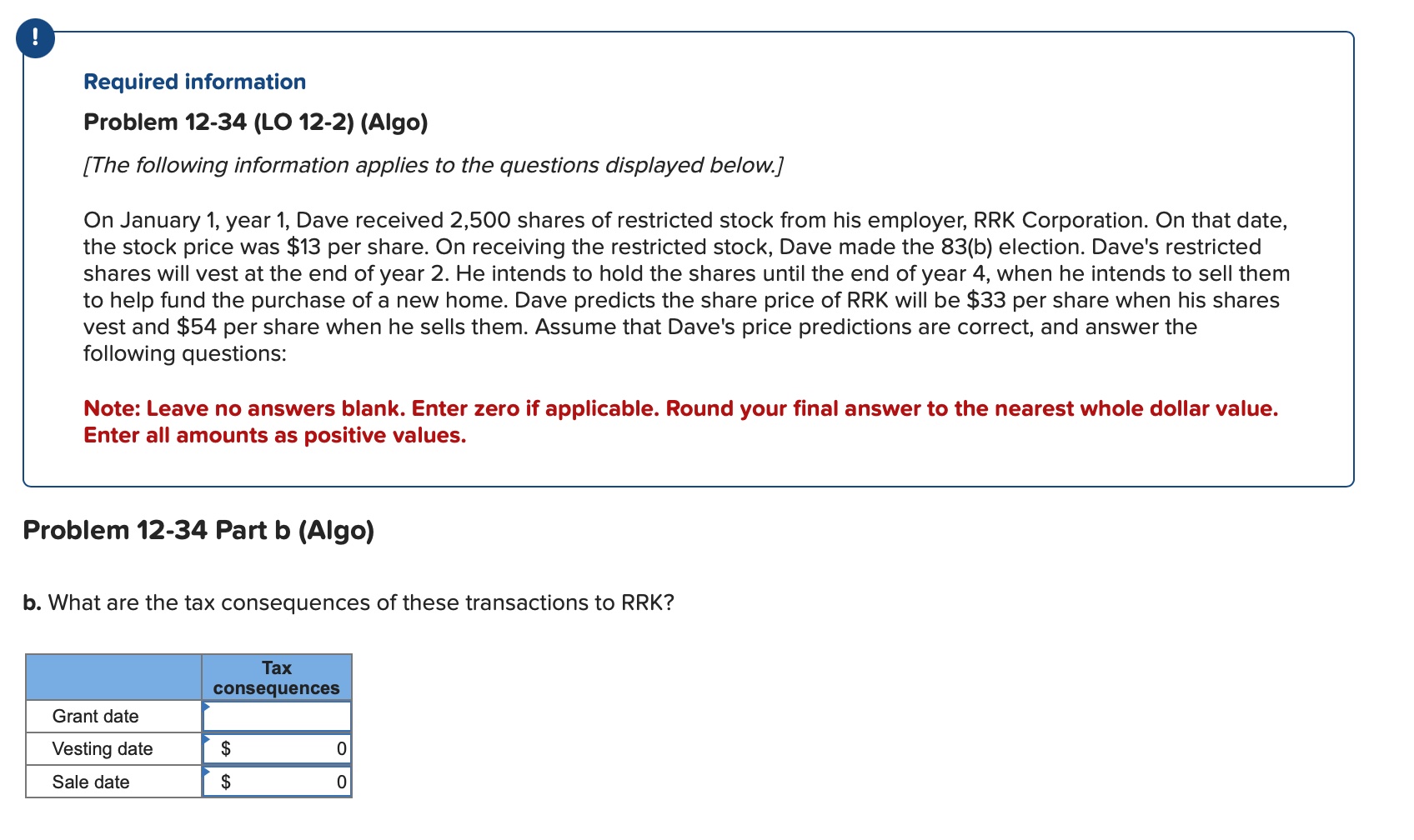 Solved Required information Problem 12-34 (LO 12-2) (Algo) | Chegg.com