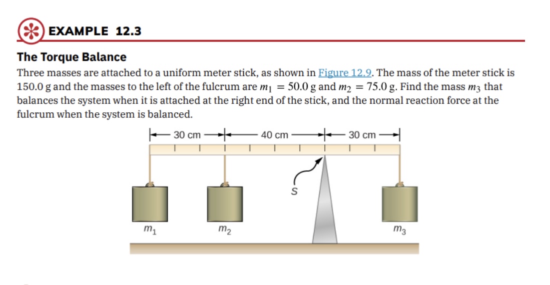 [Solved]: The Torque Balance Three masses are attached to a