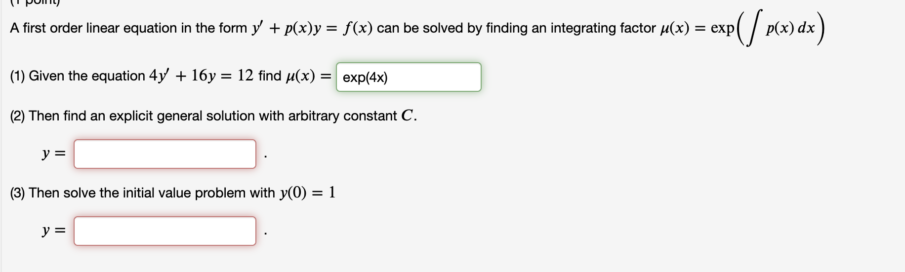 Solved A First Order Linear Equation In The Form