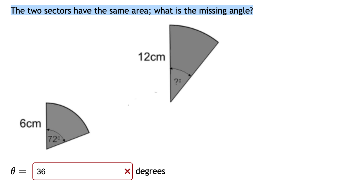 Solved The two sectors have the same area; what is the | Chegg.com