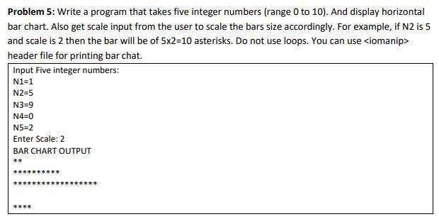 Solved Problem 5: Write a program that takes five integer | Chegg.com