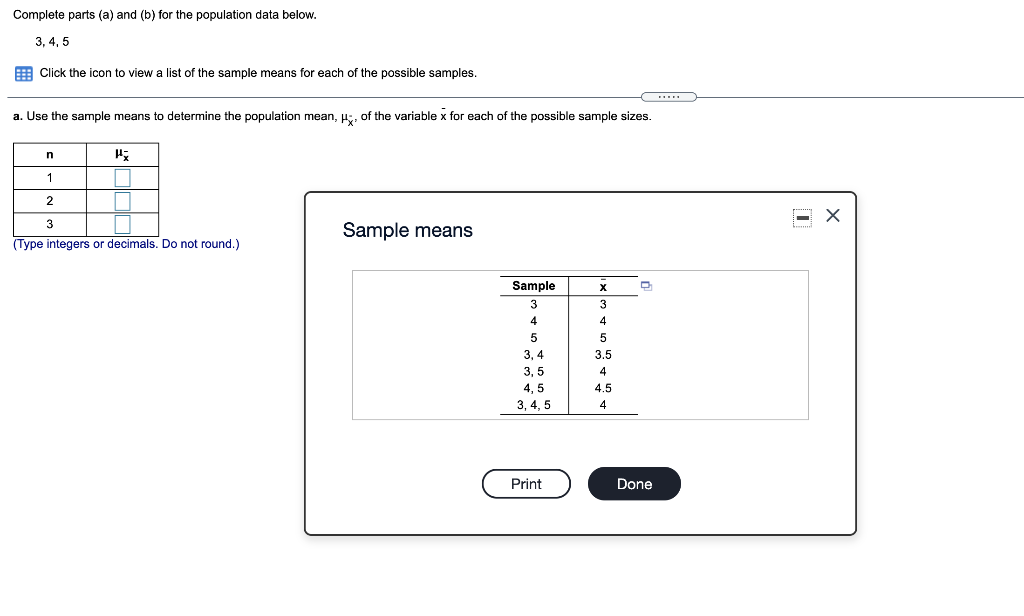 Solved Complete parts (a) and (b) for the population data | Chegg.com