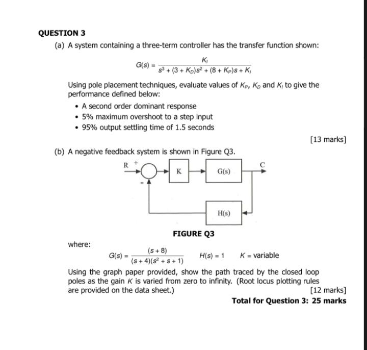 Solved QUESTION 3 (a) A system containing a three-term | Chegg.com