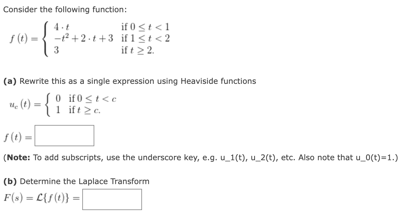Solved Consider the following function: | Chegg.com