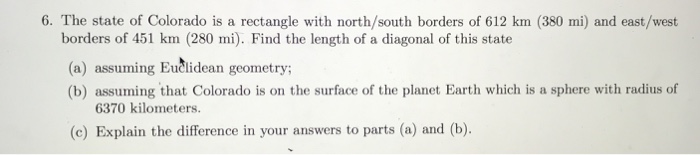 Solved 6. The state of Colorado is a rectangle with | Chegg.com