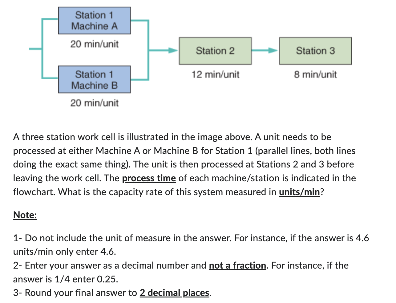 Solved A three station work cell is illustrated in the image | Chegg.com