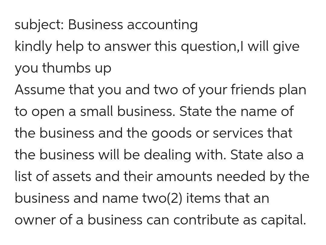 Solved subject: Business accounting kindly help to answer | Chegg.com