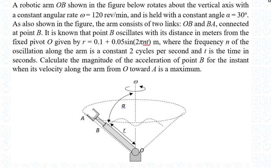 Solved A robotic arm OB shown in the figure below rotates | Chegg.com