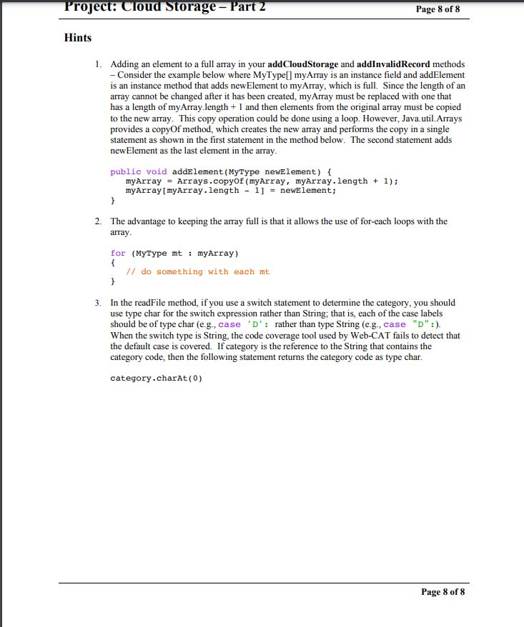 Solved Project Cloud Storage Part 2 Page 2 Of 8