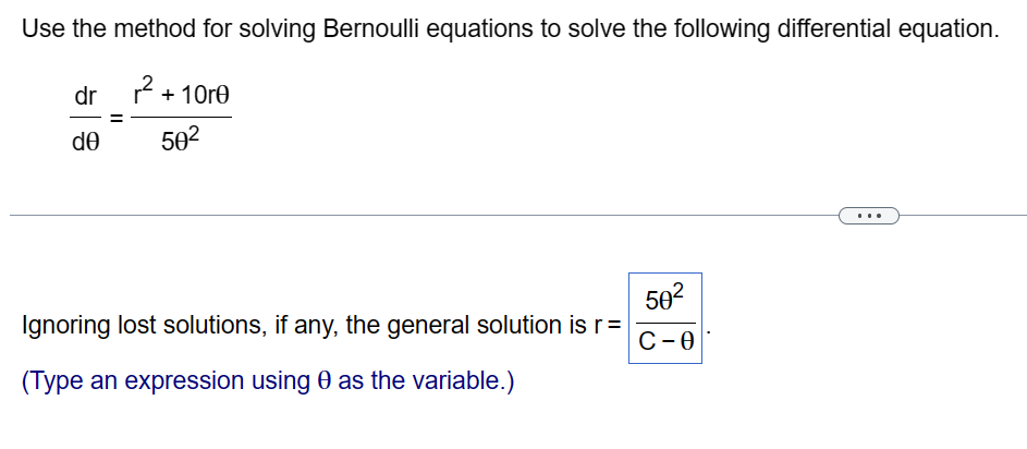 Solved Use the method for solving Bernoulli equations to | Chegg.com