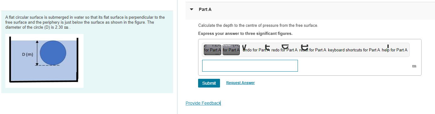 Solved Part AA flat circular surface is submerged in water | Chegg.com