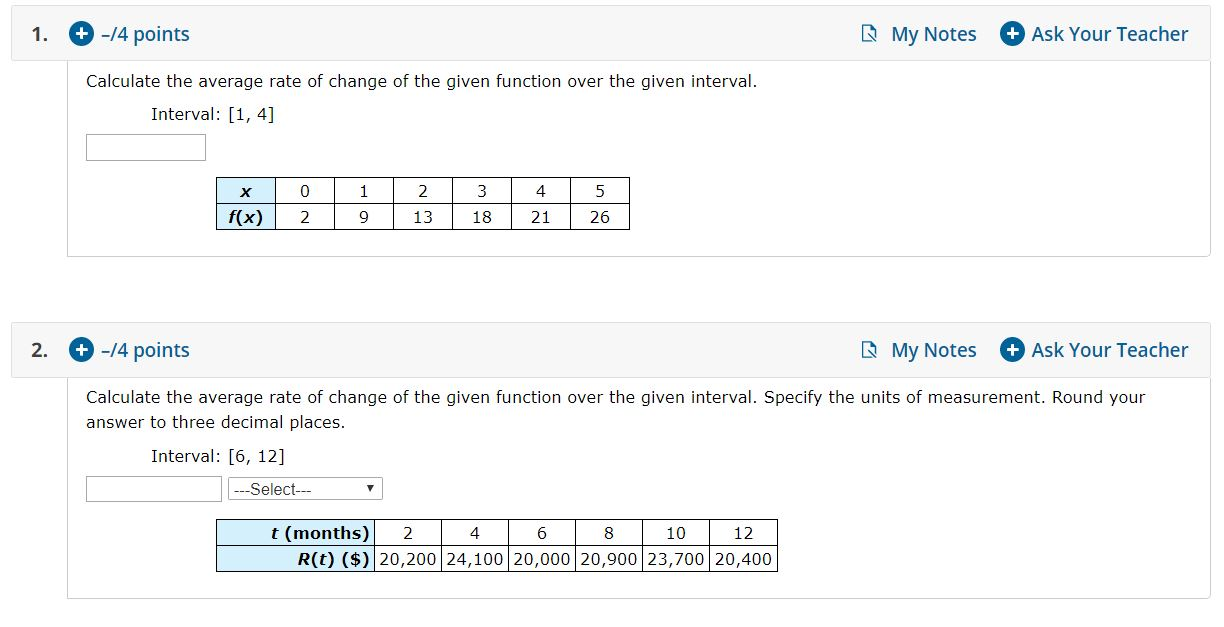 Solved 1. + -14 points My Notes Ask Your Teacher Calculate | Chegg.com