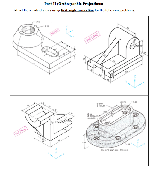 Solved Part-II (Orthographic Projections) Extract the | Chegg.com