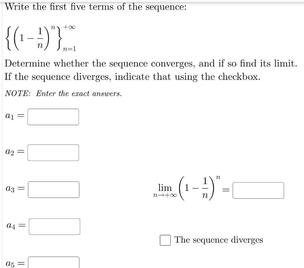 Solved Write the first five terms of the sequence: too | Chegg.com