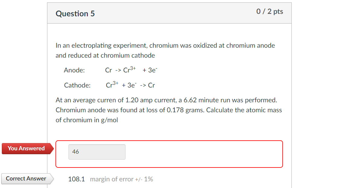Solved In an electroplating experiment, chromium was | Chegg.com